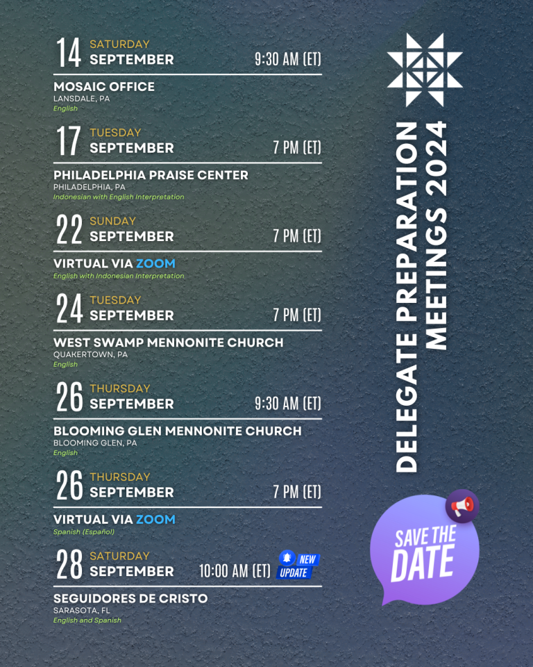 Get Ready for Mosaic Mennonite Conference Assembly - Mosaic Mennonites